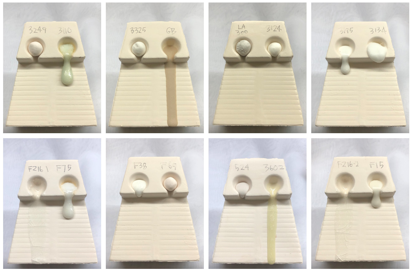 Melt fluidity comparison of frits - 1650F